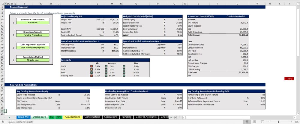 Wind Farm - 3 Statements Financial Model with Flexible Timeline, NPV ...